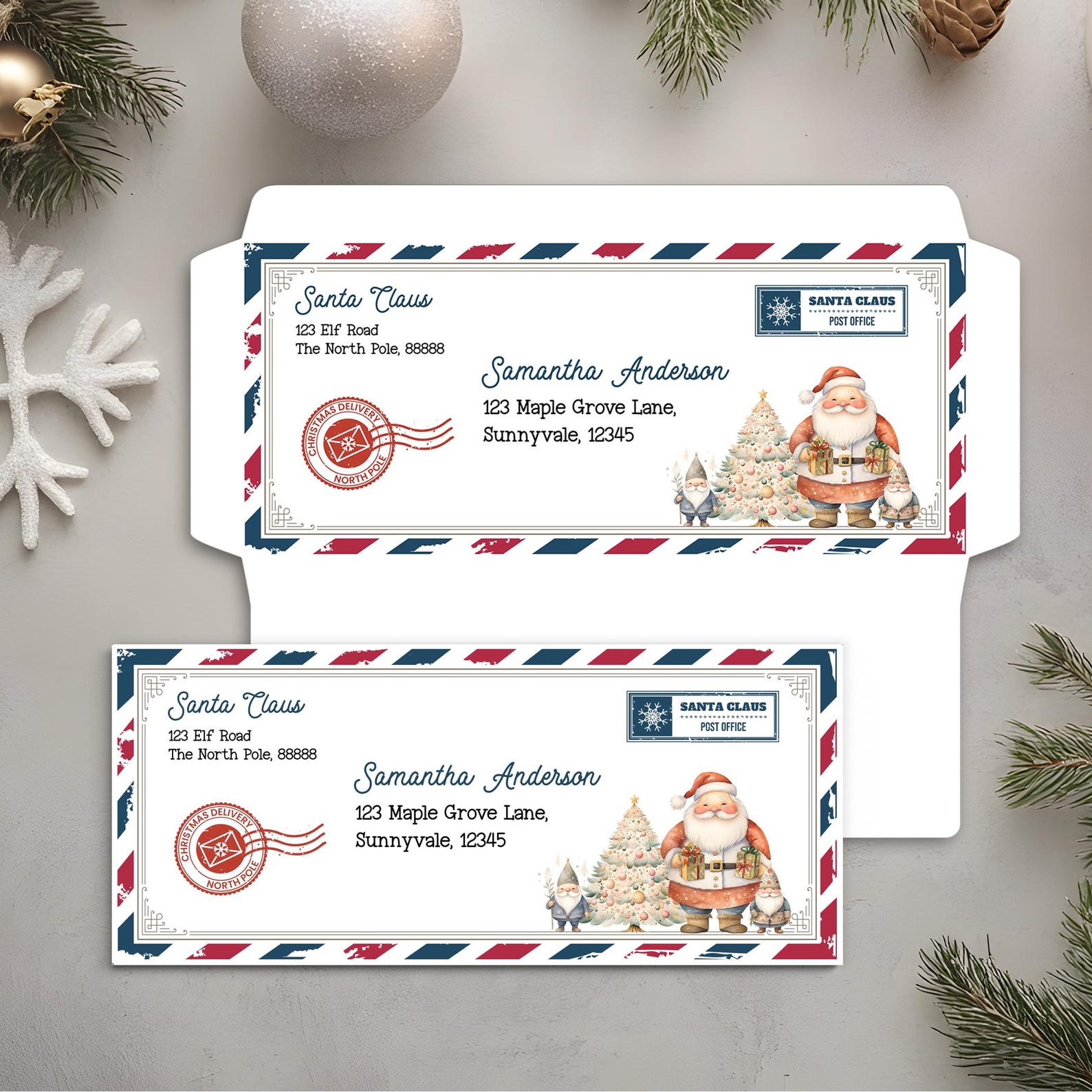 Editable Retro Christmas Letter From Santa Envelope Template, Printable ...