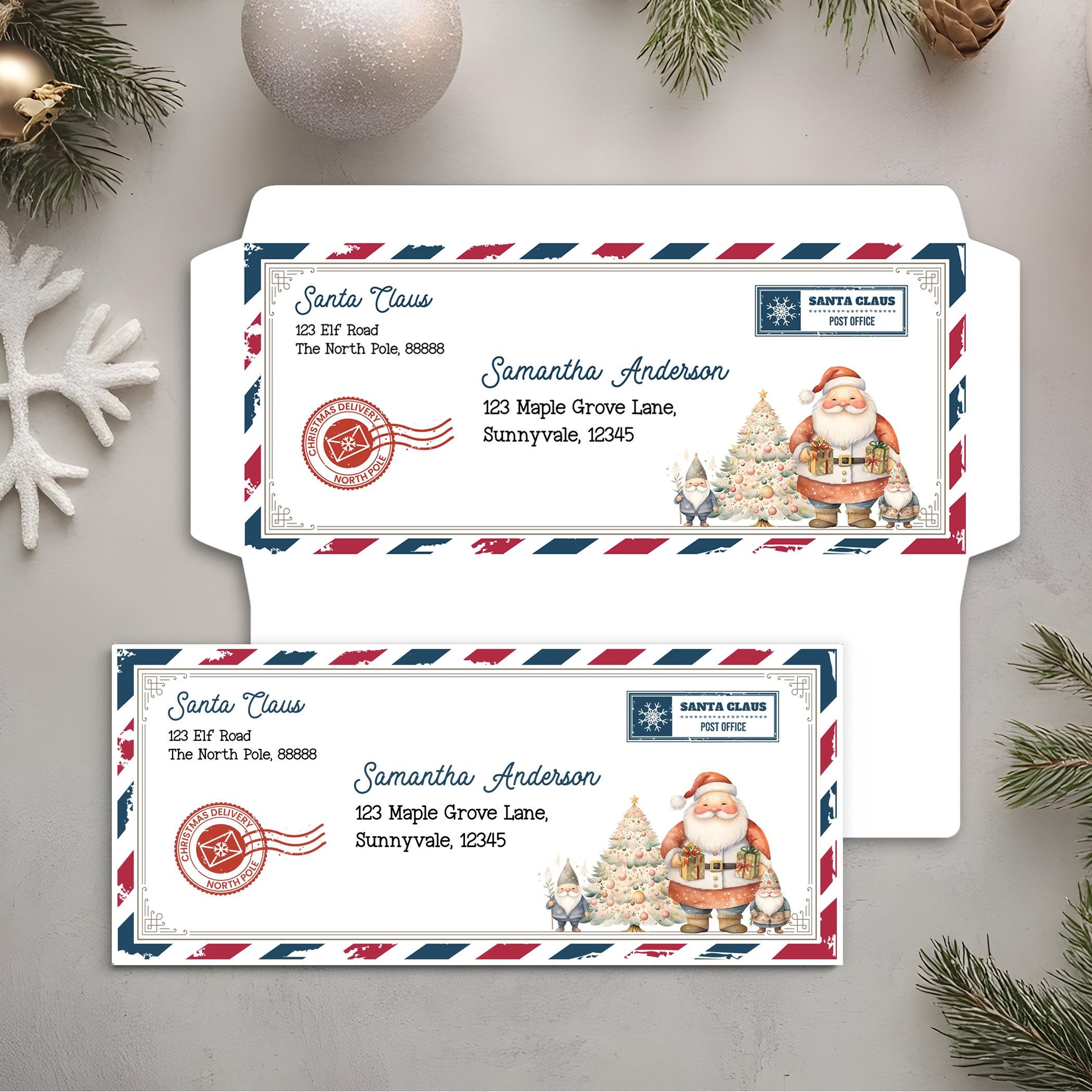 Editable Retro Christmas Letter From Santa Envelope Template, Printable ...