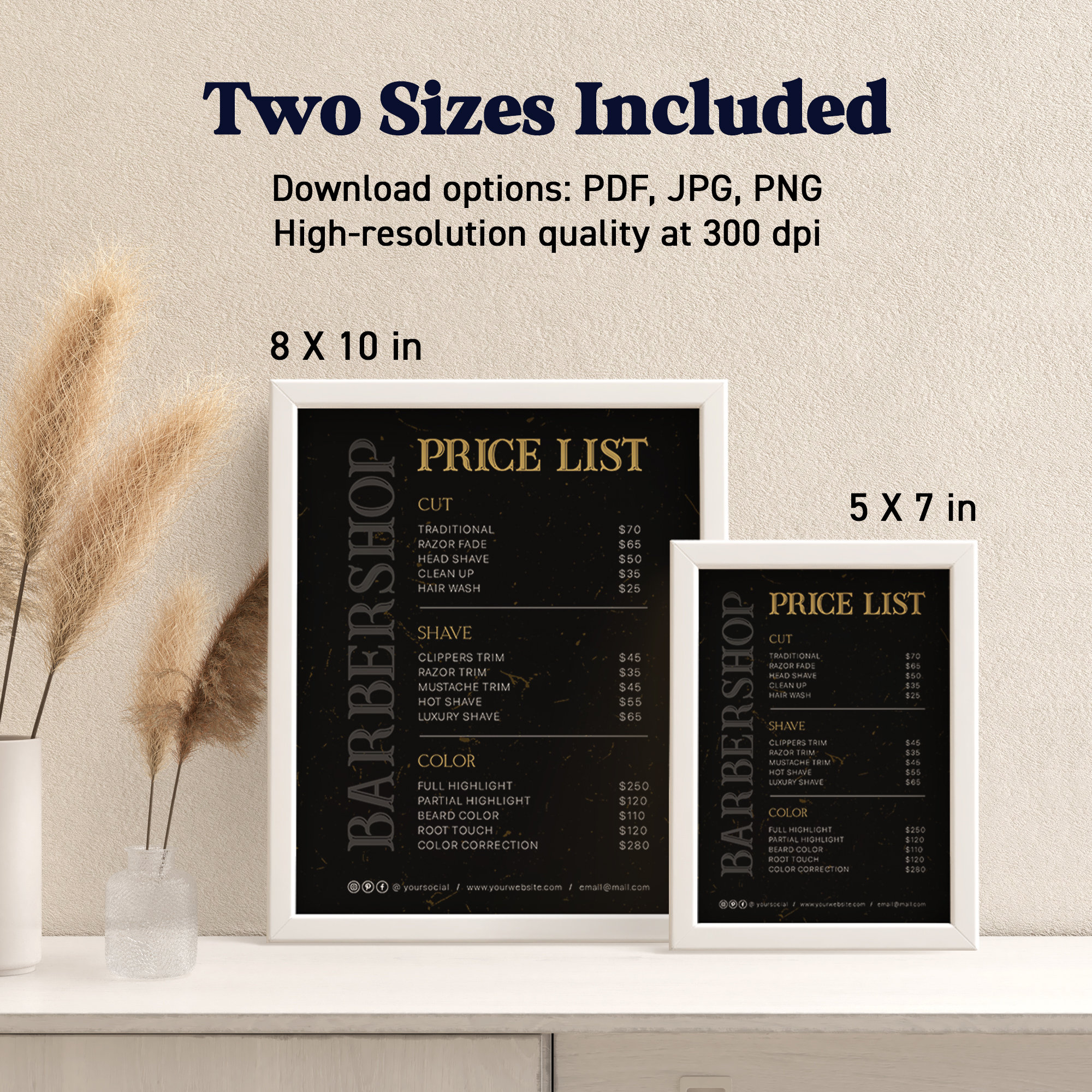 Black Barber Shop Price List Template & Price Menu for Small Business ...