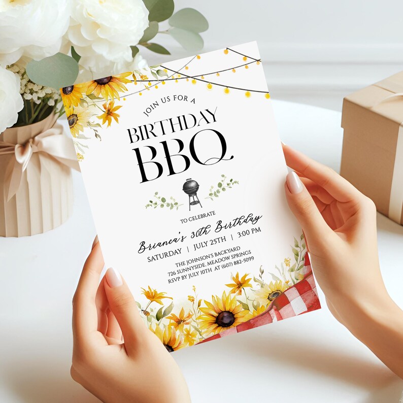 Editable Rustic BBQ Birthday Invitation Template, Backyard BBQ Party ...