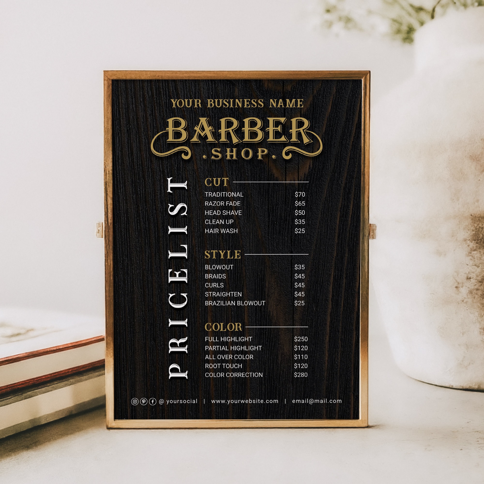 Barber Shop Price List Template, DIY Barbershop Pricelist Sign, Barber Price Menu Flyer & Sign ...