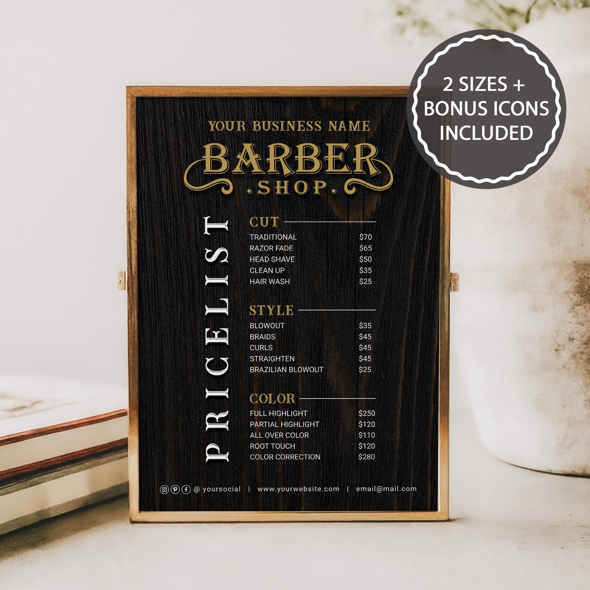 Barber price list store