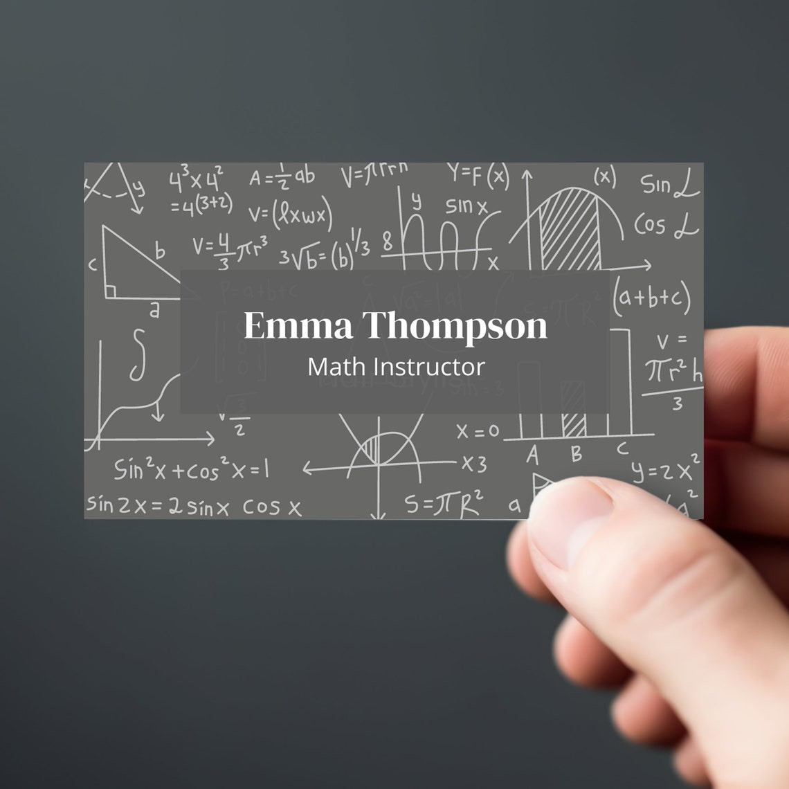 Math Teacher Business Card Template, Professional Tutor Contact Card ...