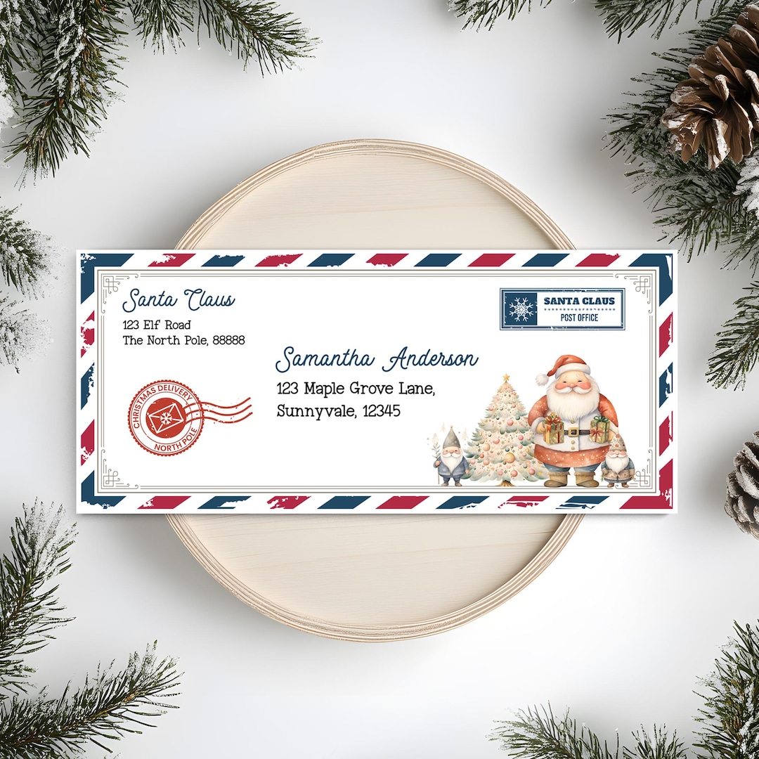 Editable Retro Christmas Letter From Santa Envelope Template, Printable ...