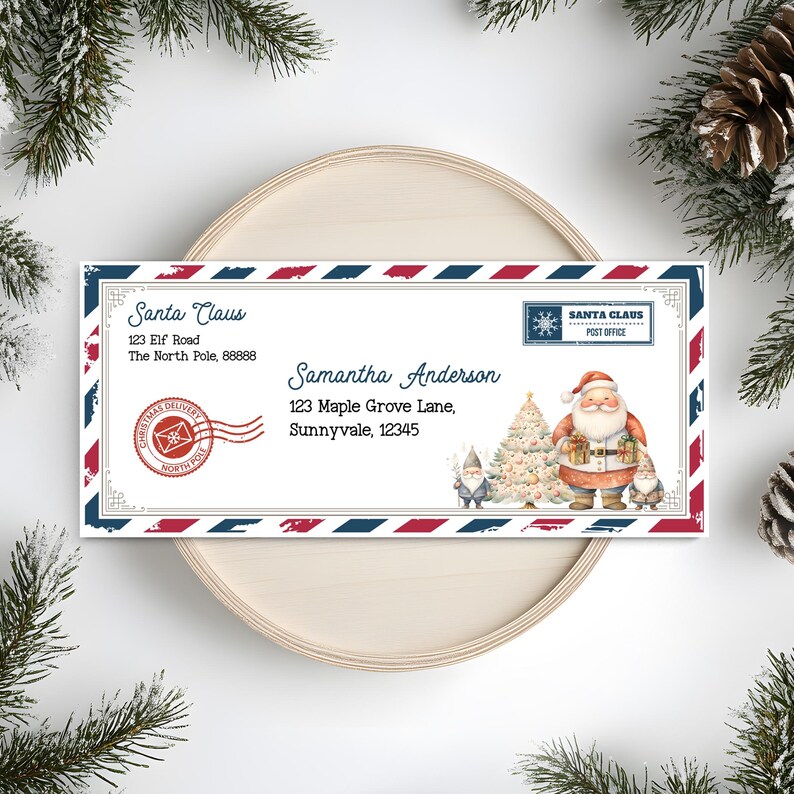 Editable Retro Christmas Letter From Santa Envelope Template, Printable ...
