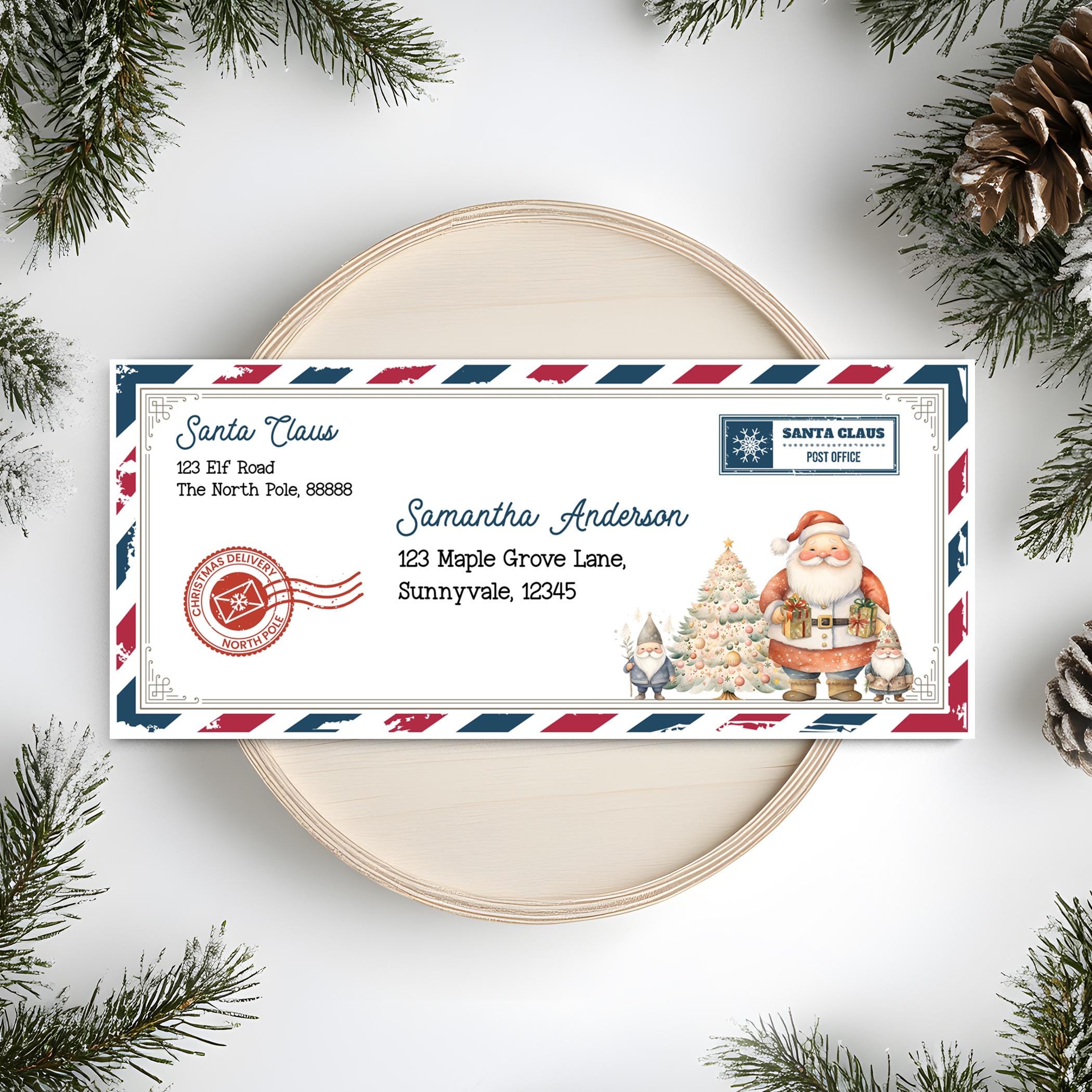 Editable Retro Christmas Letter From Santa Envelope Template, Printable ...