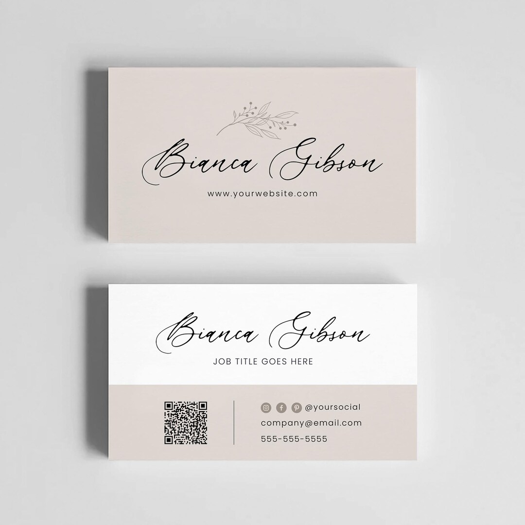 Editable Minimalist QR Code Business Card Template, DIY Modern Business ...