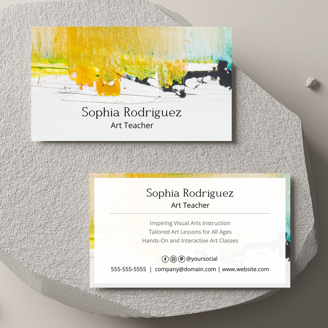 Art Teacher Business Card Template, Editable Art School Business Card ...
