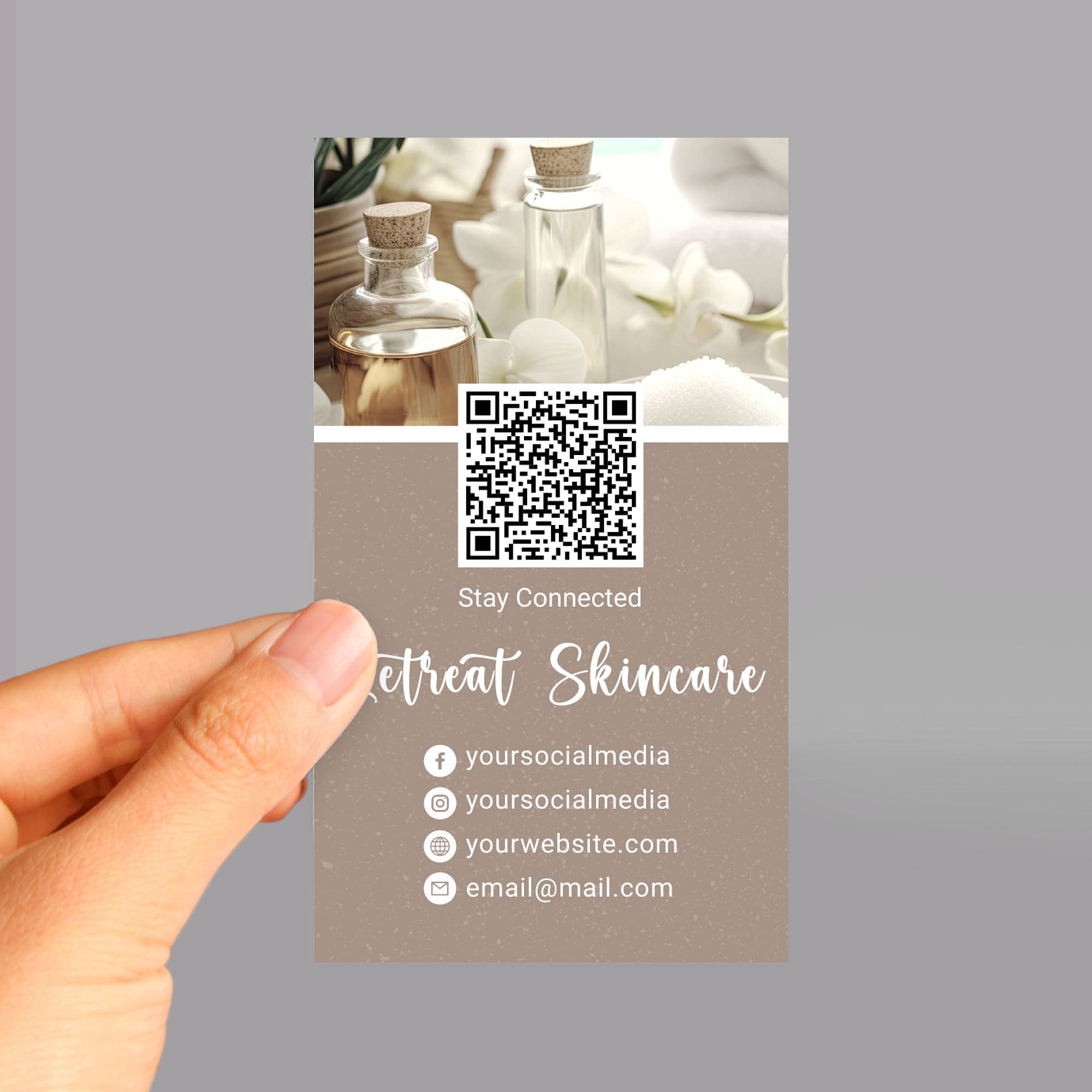 Editable Instagram QR Code Beauty Salon Business Card Template for Small Business, Digital IG ...