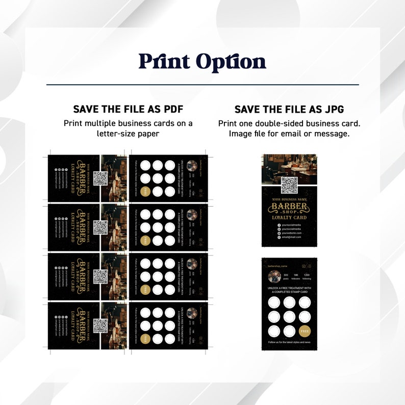 Barber Instagram Loyalty Card Stamp Template, Barbershop IG Business ...