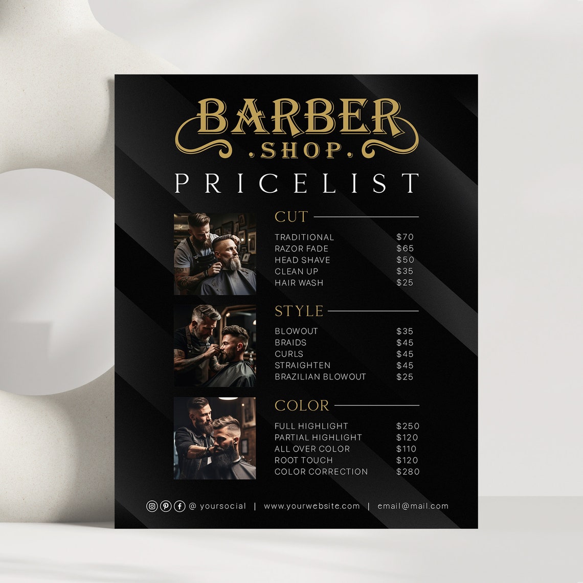 Barber Shop Price List Template, DIY Barbershop Pricelist Sign, Barber ...