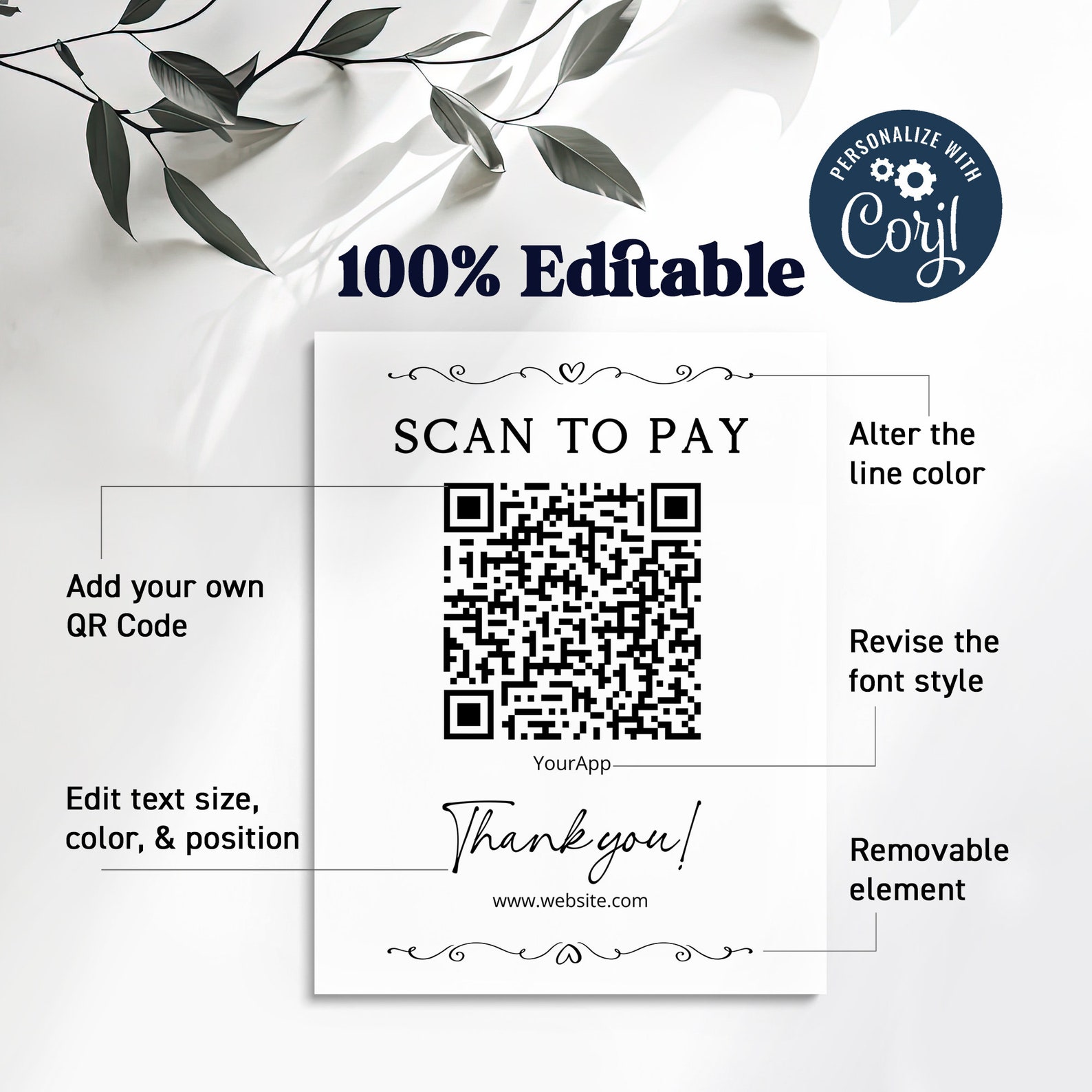 Minimalist Scan to Pay QR Code Sign Template for Small Business, Venmo ...