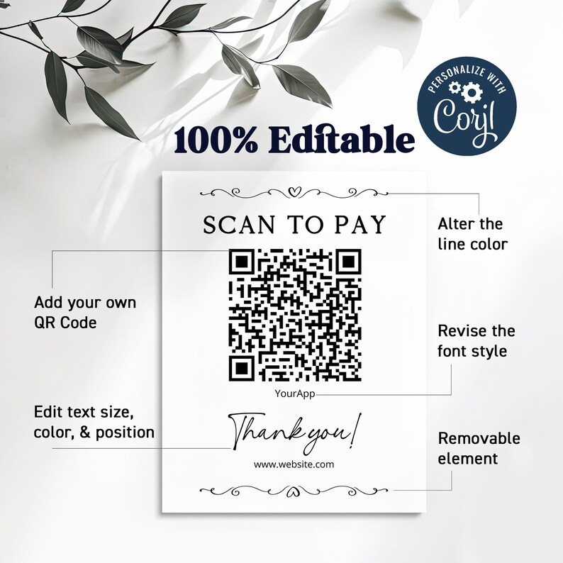 Minimalist Scan to Pay QR Code Sign Template for Small Business, Venmo ...