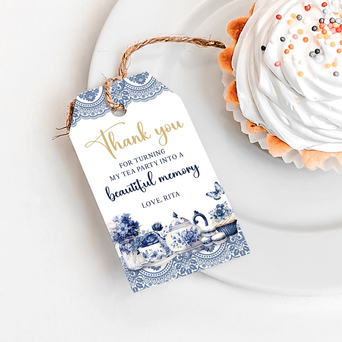 Editable Toile Floral Thank You for Coming Party Gift Tag, Printable ...