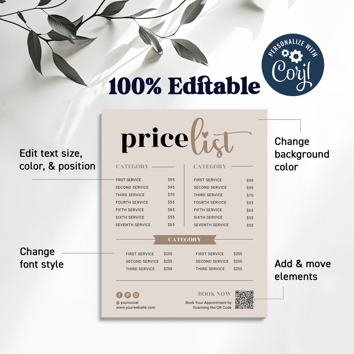 Editable Small Business Price List Template & Modern Price Menu Design ...