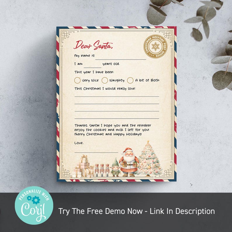 Letter to Santa Claus, Dear Santa Letter Template, Christmas Wish List ...