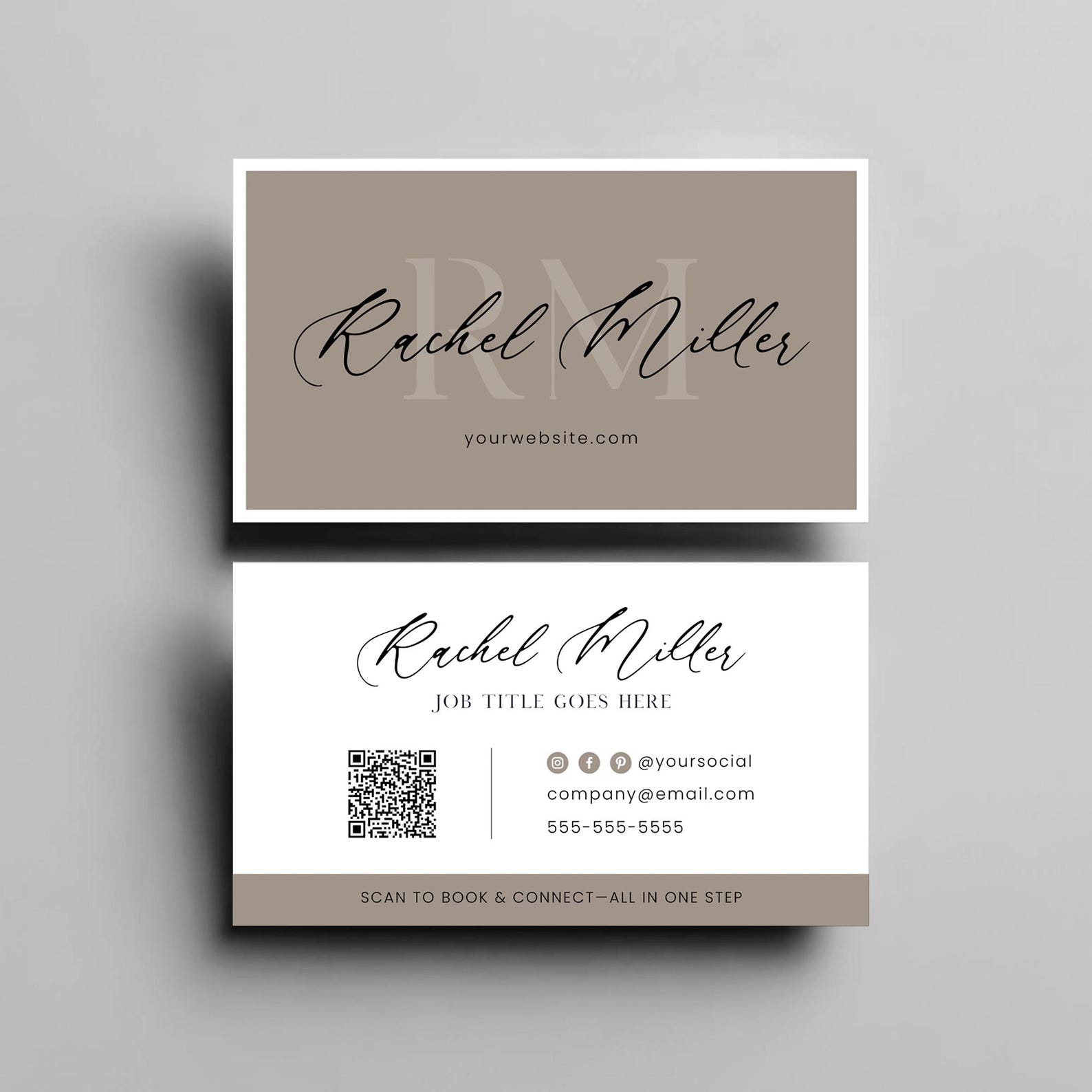 Editable Minimalist QR Code Business Card Template, DIY Modern Business ...