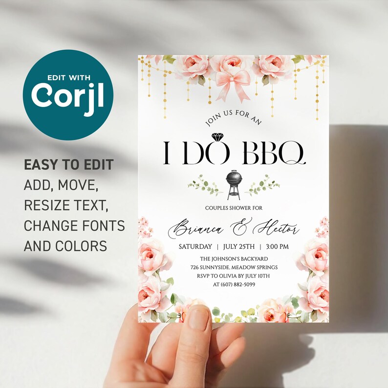 Editable I Do BBQ Couples Shower Invitation Template, Backyard BBQ ...