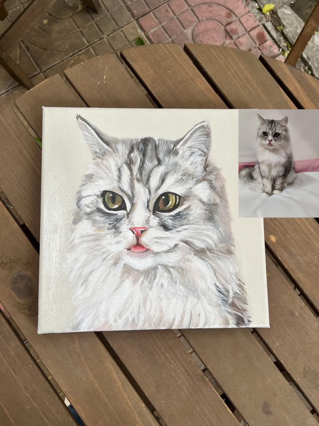 Custom Cat Portrait Painting on Canvas,custom Acrylic Painting on ...
