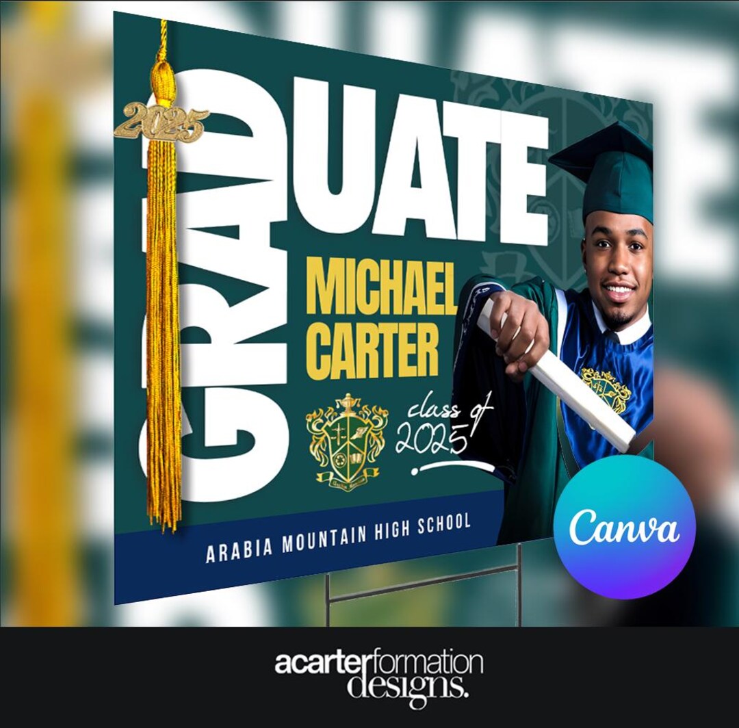 Modern Nike Theme Grad Yard Sign Template, Canva Graduation Template ...