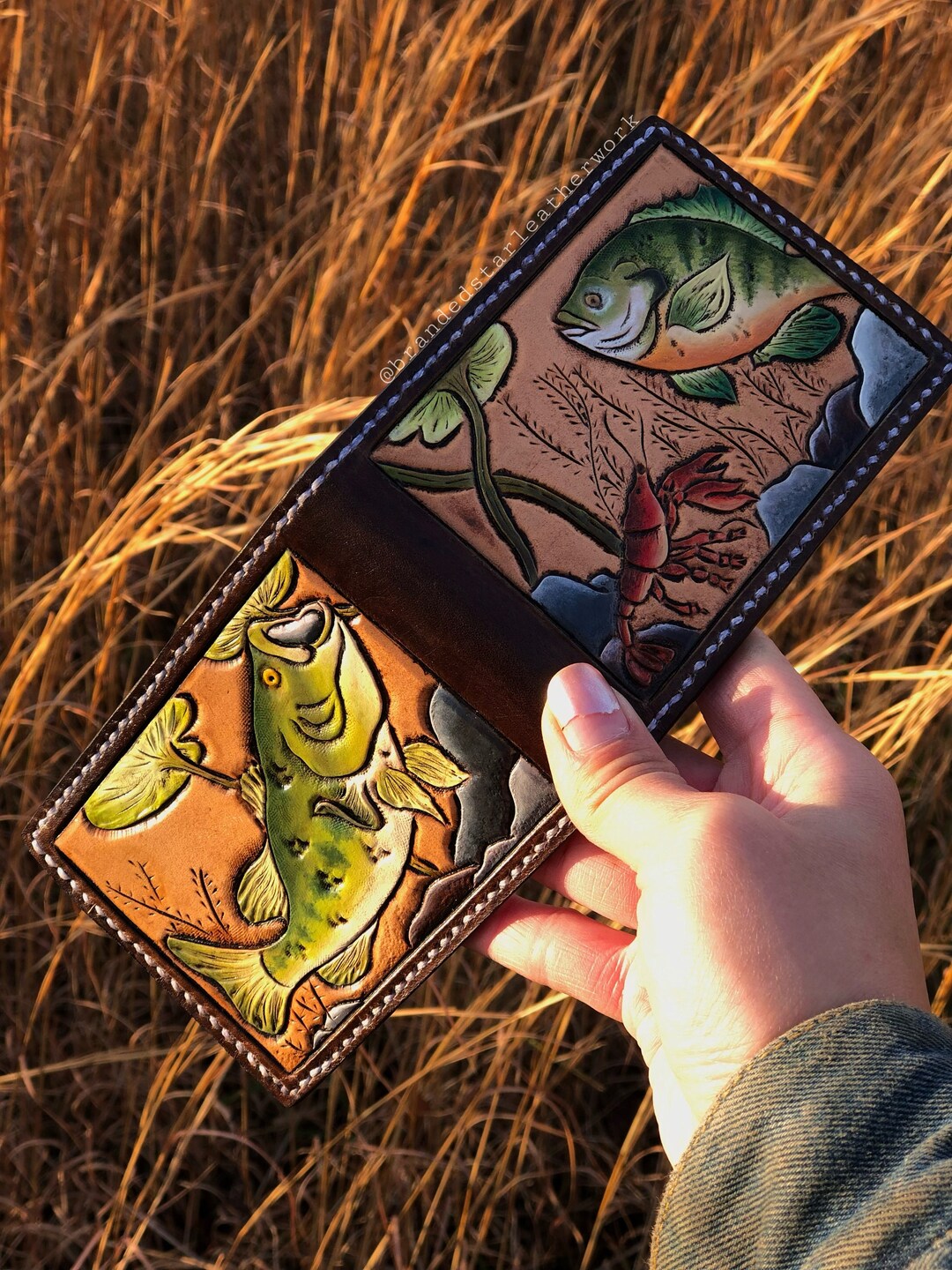 Hand Tooled Bass Bifold Wallet - Etsy