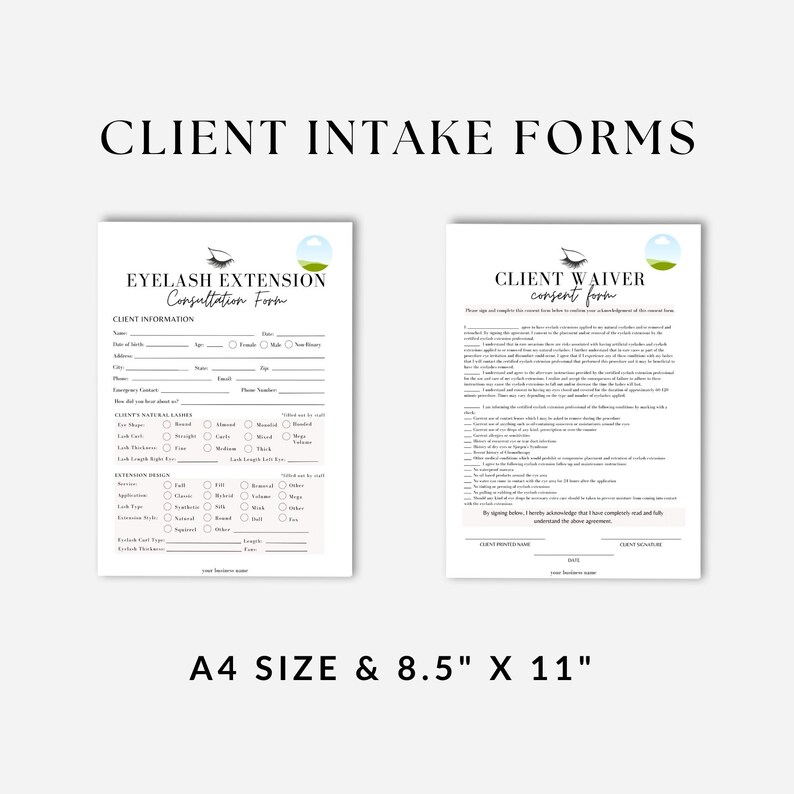 Eyelash Extension Bundle Forms, Lash Consent Form, Canva Template Forms ...