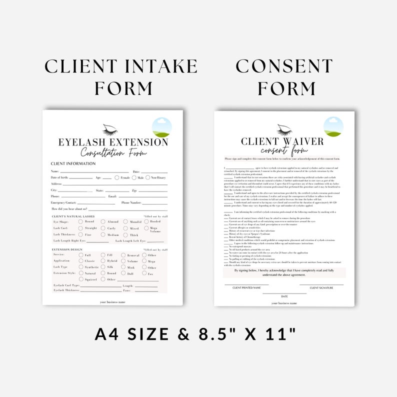 Eyelash Extension Bundle Forms, Lash Consent Form, Canva Template Forms ...