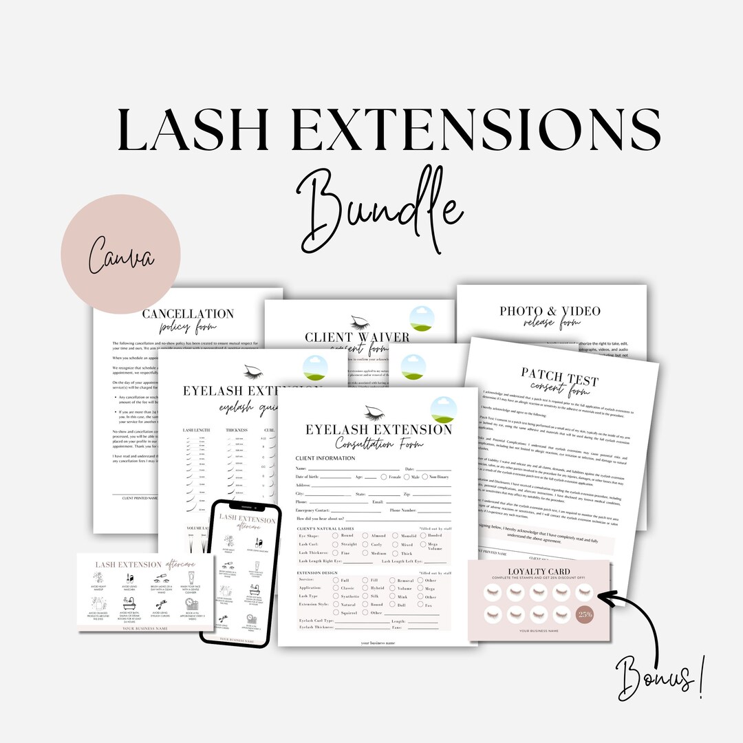 Eyelash Extension Bundle, Lash Consultation, Lash Consent Form, Lash ...