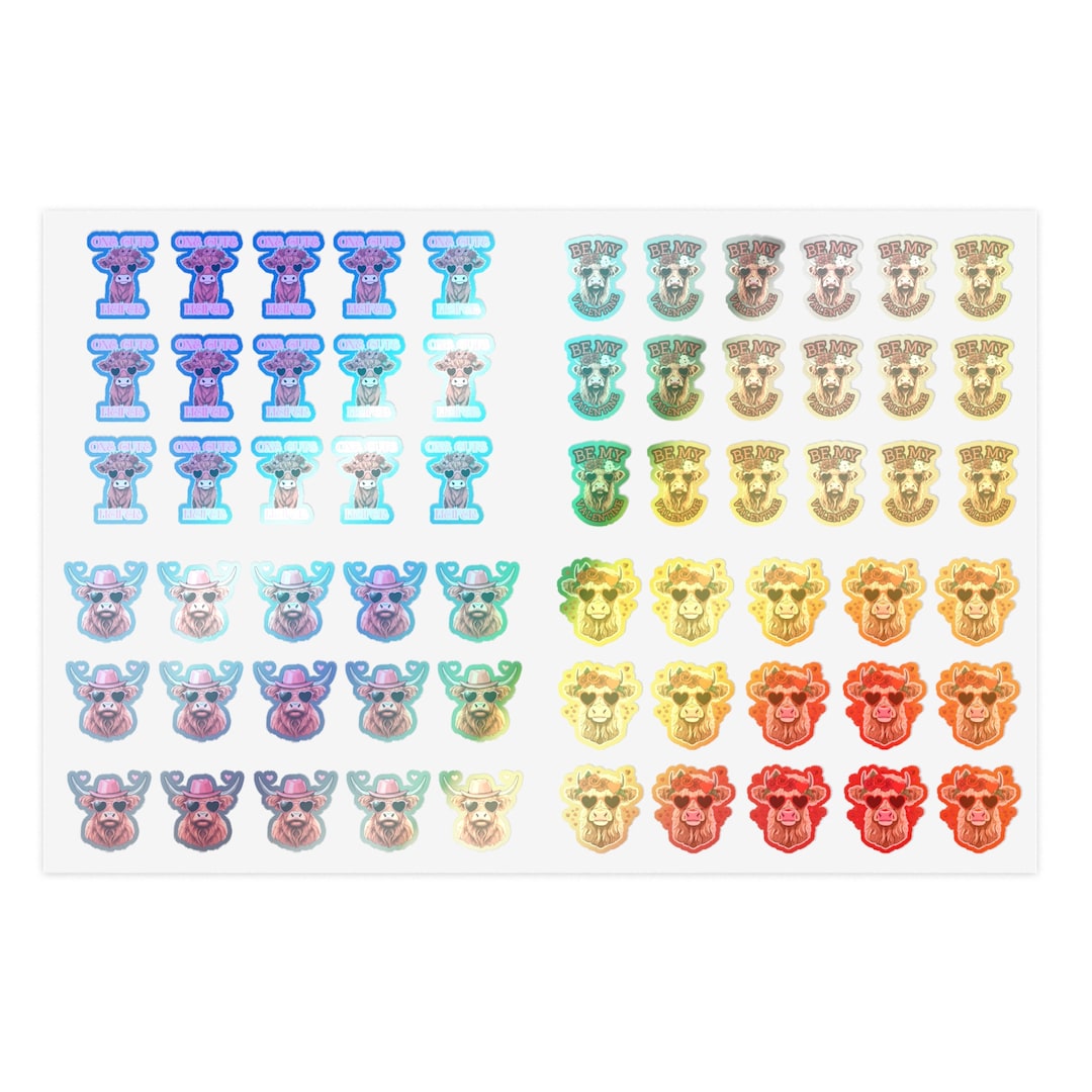 600 Highland Heifer Cute Cow Sticker for School Classroom Gifts Water ...