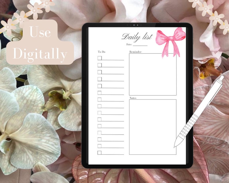 Coquette, Aesthetic, To-do List, Simple, Pink, Cute, Bows, Digital ...