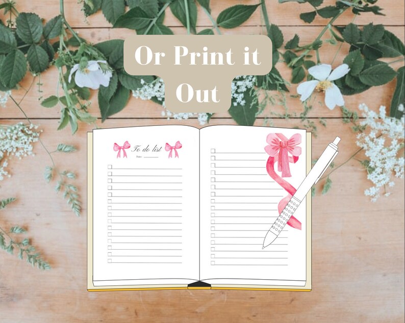 Coquette, Aesthetic, To-do List, Simple, Pink, Cute, Bows, Digital ...