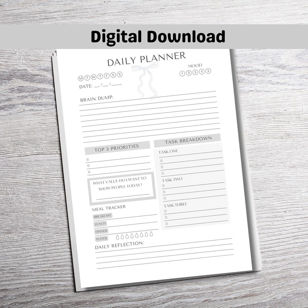 ADHD Daily Planner Printable, Productivity & Mood Tracker (PDF Download ...