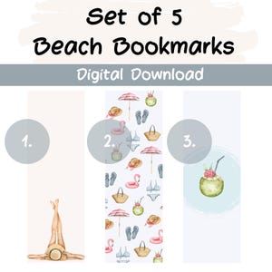 Printable Beach Bookmark, Digital, Beachy, Cute, Beach, Vacation ...