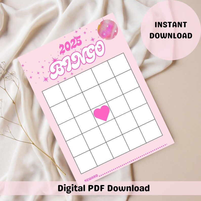 2025 Disco Bingo Template Printable, Vision Board Bingo Template, Goal ...