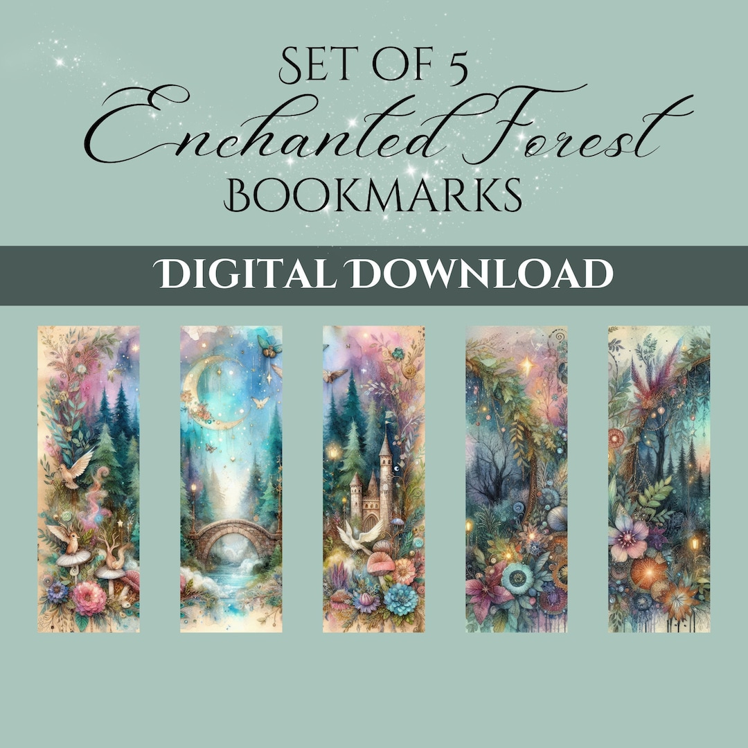 Set of 5 Enchanted Forest Bookmarks, Whimsical Fairy Bookmarks ...