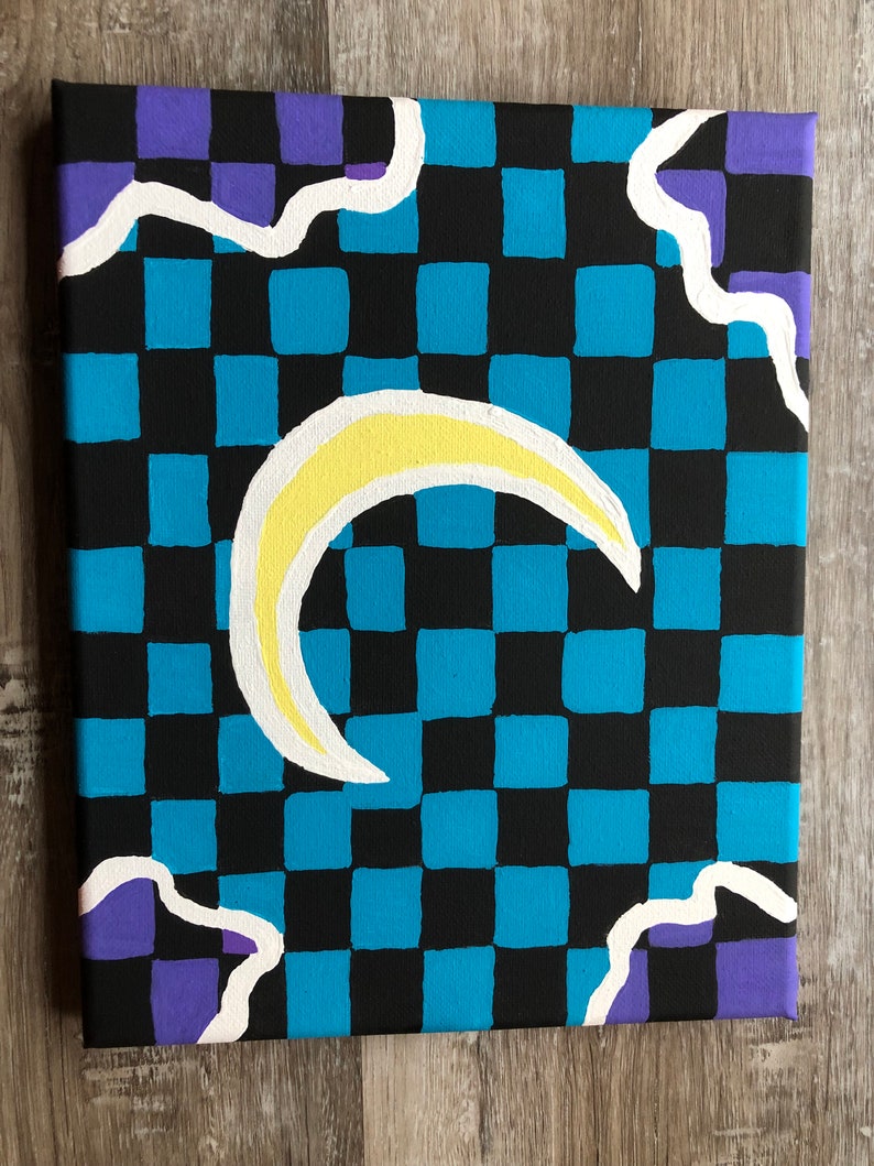 An Original Modern Retro Checkered Acrylic Painting. - Etsy