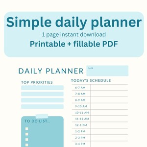 Sleek Blue Daily Planner - Printable Organizer, Instant Download ...