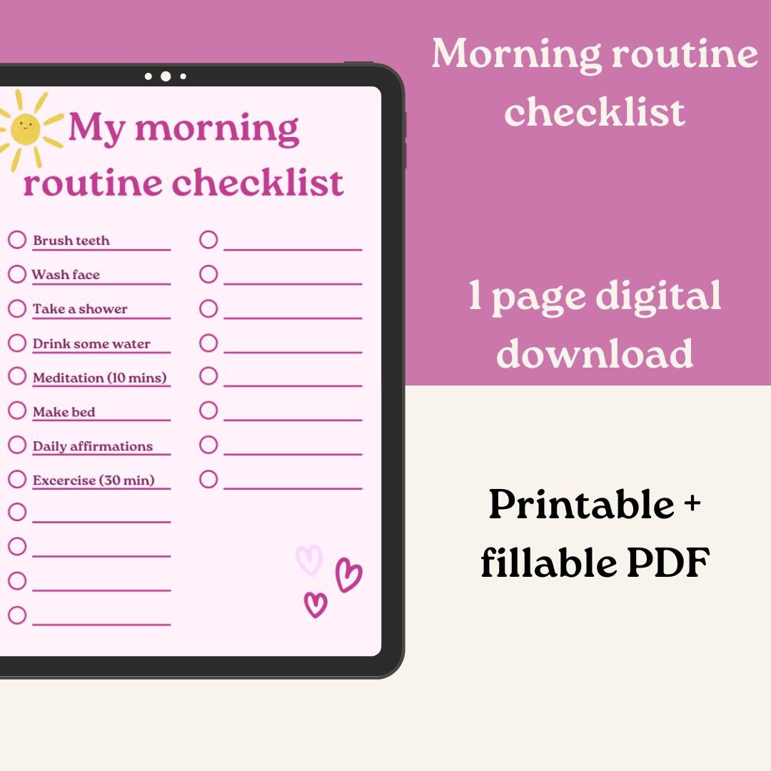 ADHD Morning Routine Planner - Instant Download, Productivity Planner ...