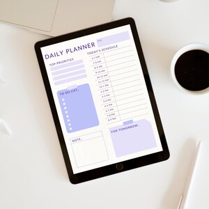 Simple Daily Planner Purple Printable, Instant Download, Minimalist ...