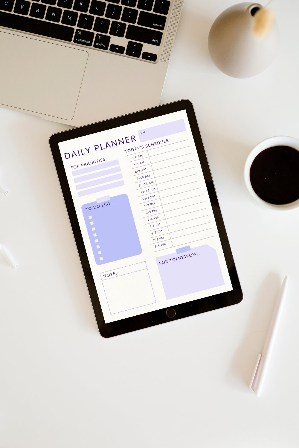 Simple Daily Planner Purple Printable, Instant Download, Minimalist Planner, Productivity ...