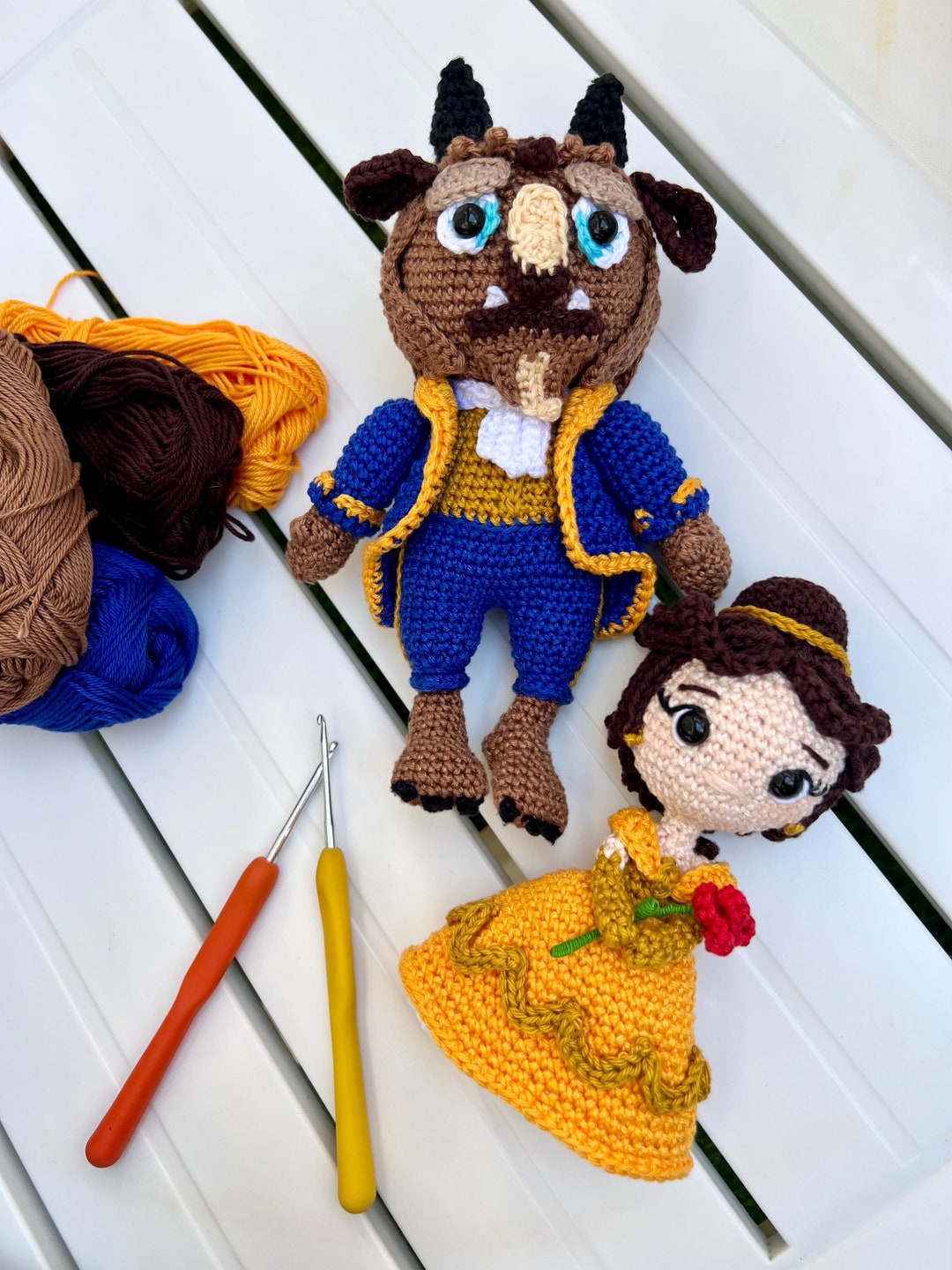 Beauty and the Beast Crochet Doll Belle, Beast Disney Princess Crochet ...