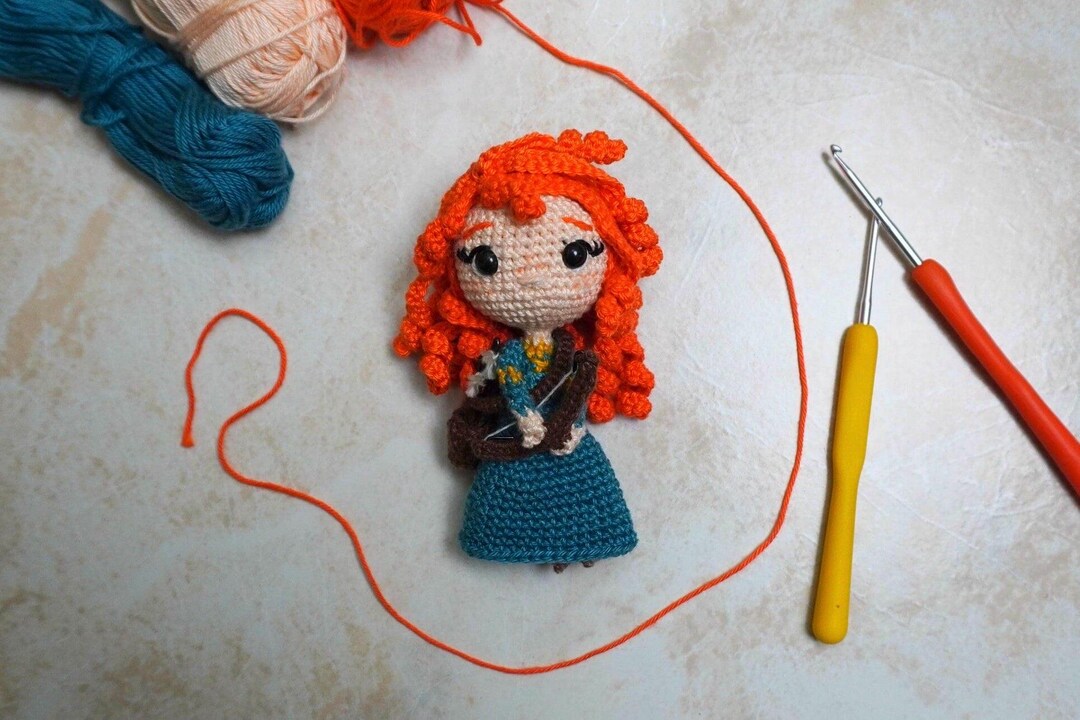 Merida Crochet Doll Brave, Disney Princess Crochet Plushie, Princess ...