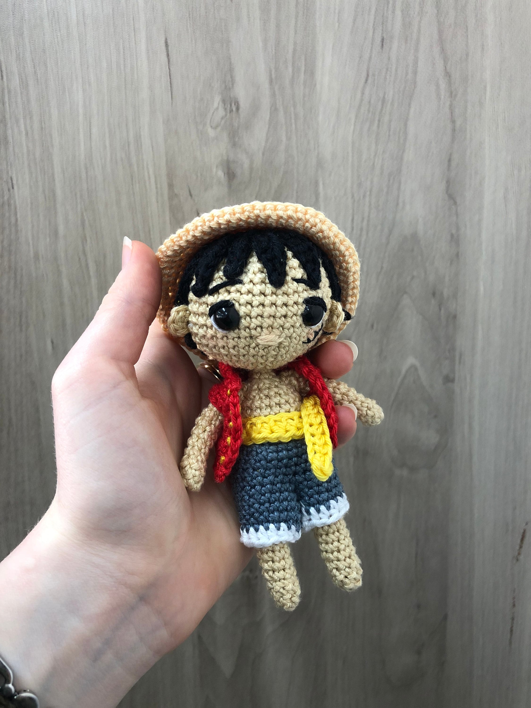 Luffy Crochet Doll One Piece Amigurumi Doll, Hat, Vest, Anime Crochet ...