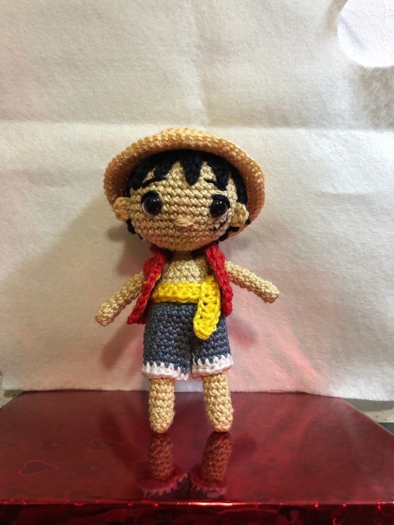 Luffy Crochet Doll One Piece Amigurumi Doll, Hat, Vest, Anime Crochet ...