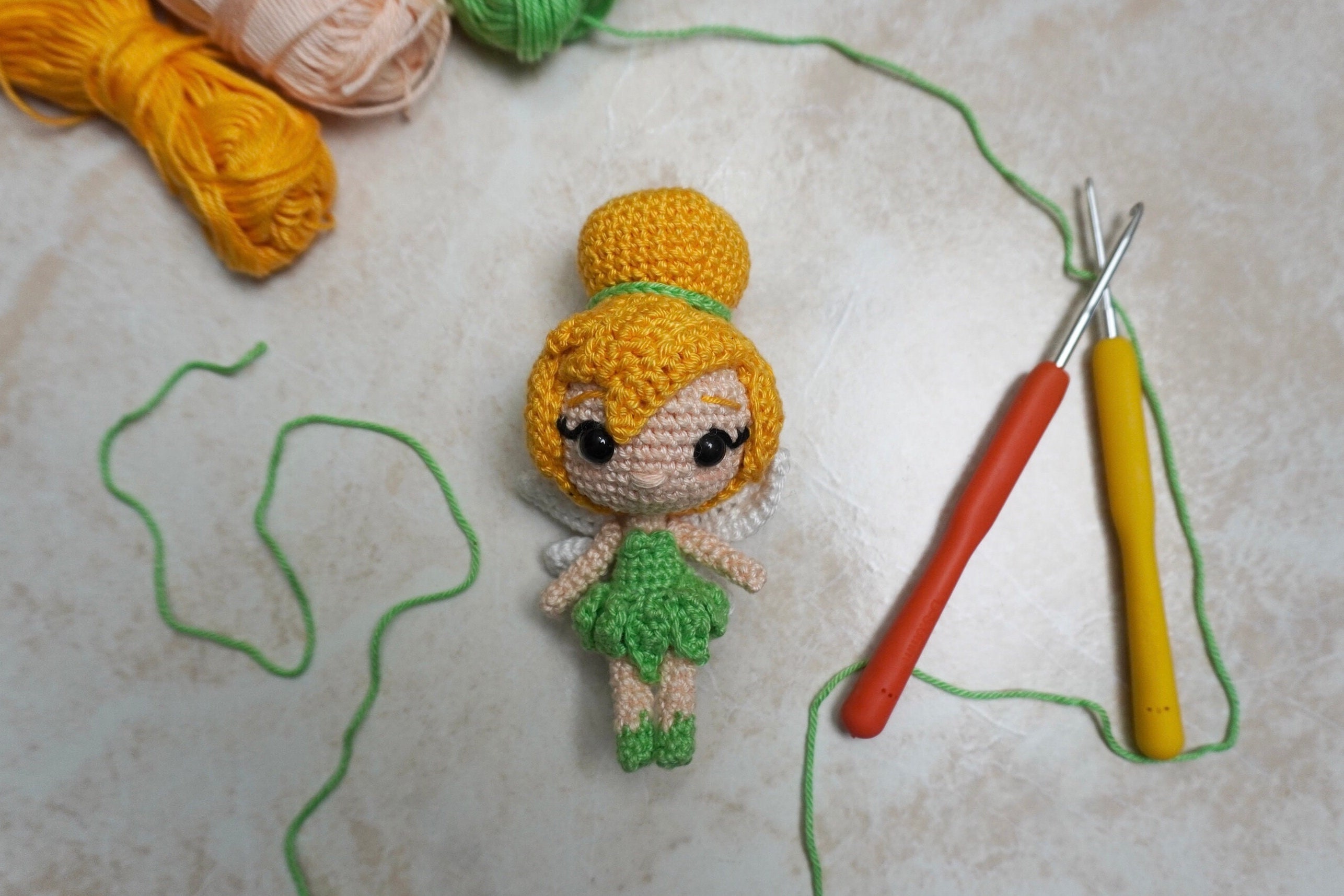 Tinkerbell Crochet Doll Peter Pan, Disney Princess Crochet Doll ...