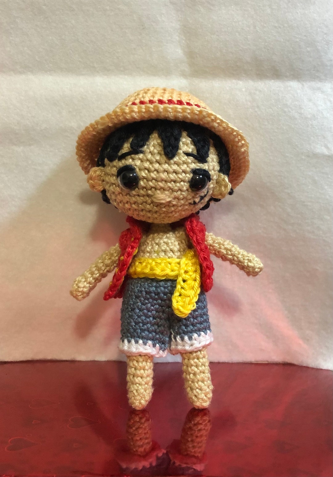 Luffy Crochet Doll One Piece Amigurumi Doll, Hat, Vest, Anime Crochet ...