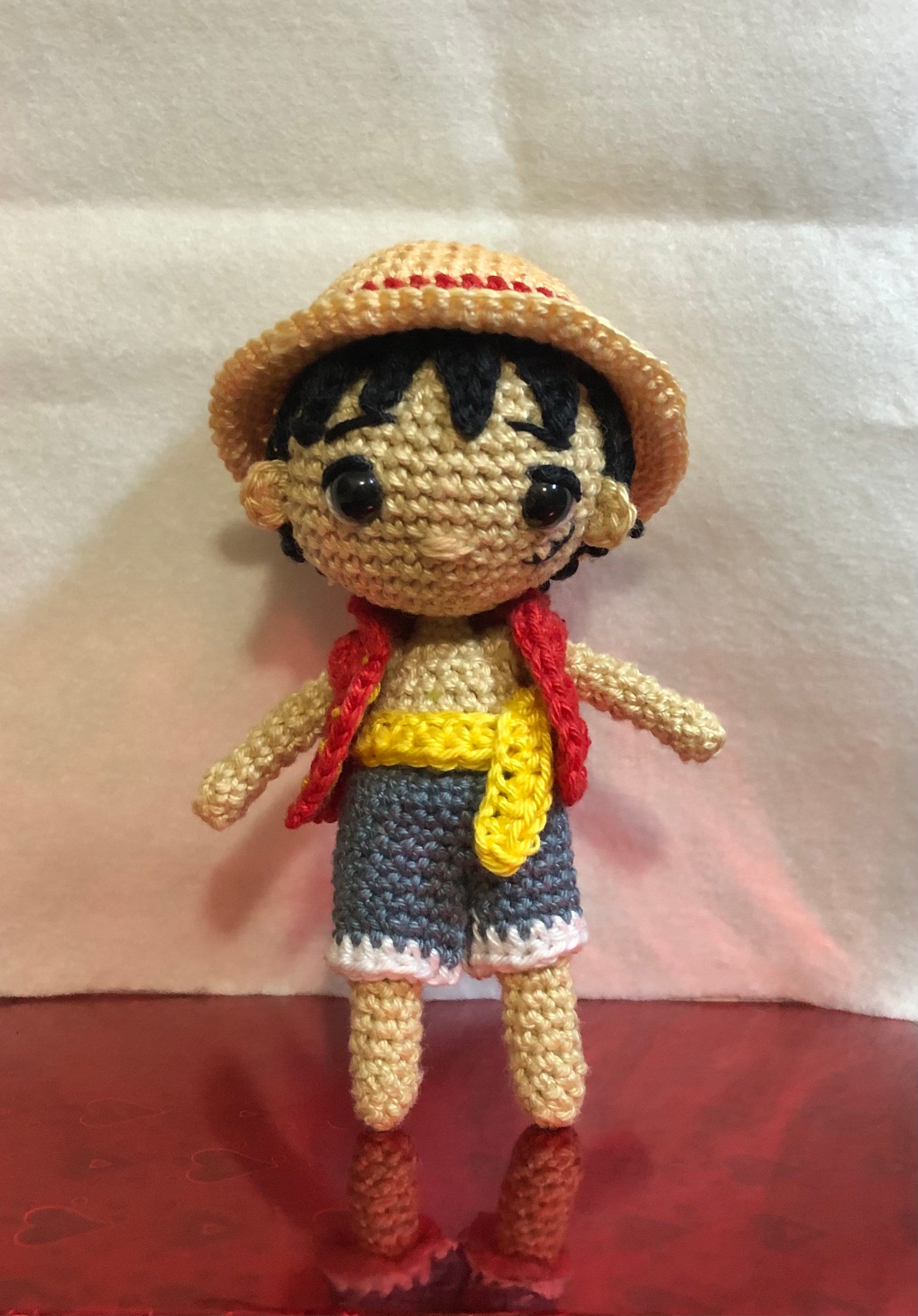 Luffy Crochet Doll One Piece Amigurumi Doll, Hat, Vest, Anime Crochet ...