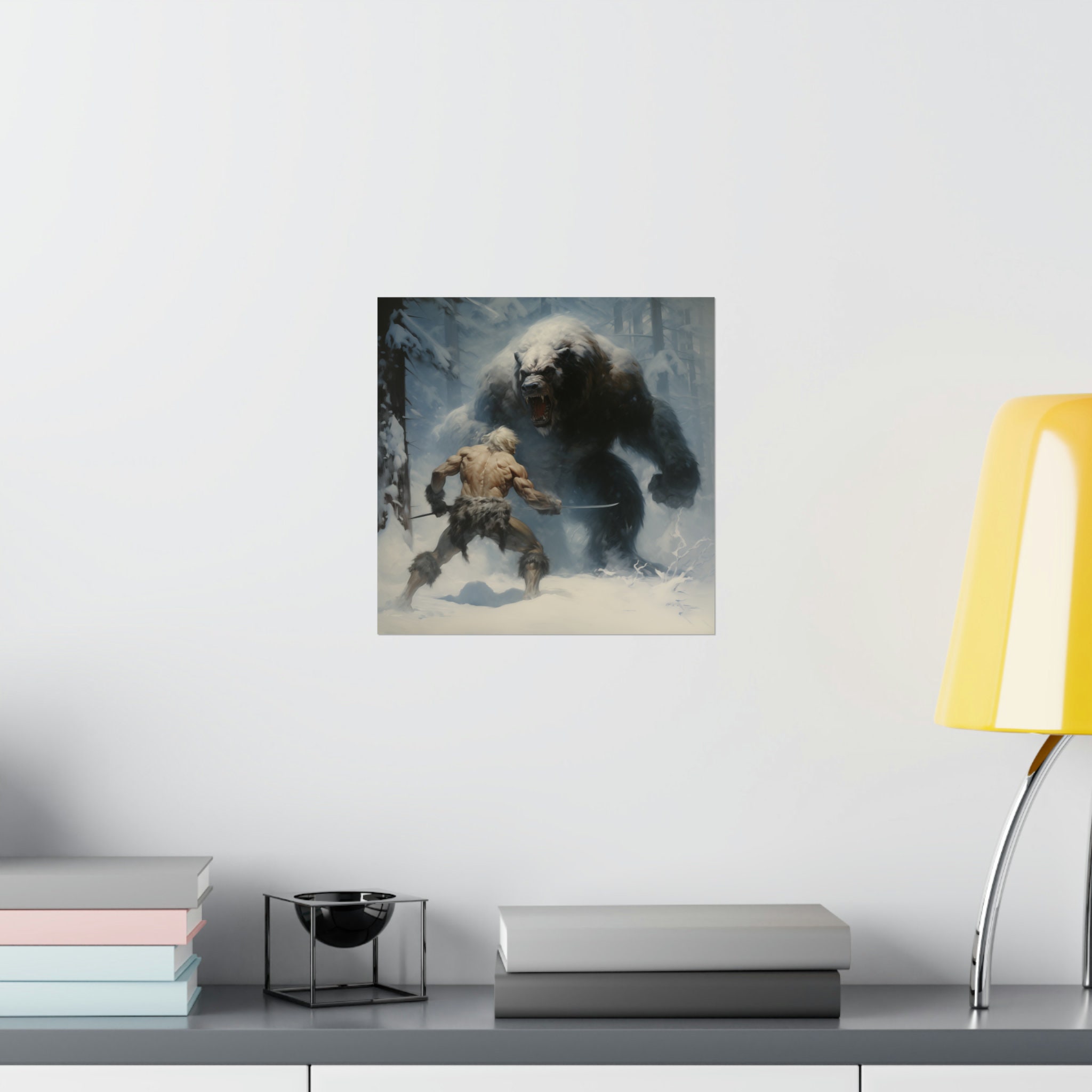 Art Print - Poster - "winter Beast Fight" Original Art in the Style of ...