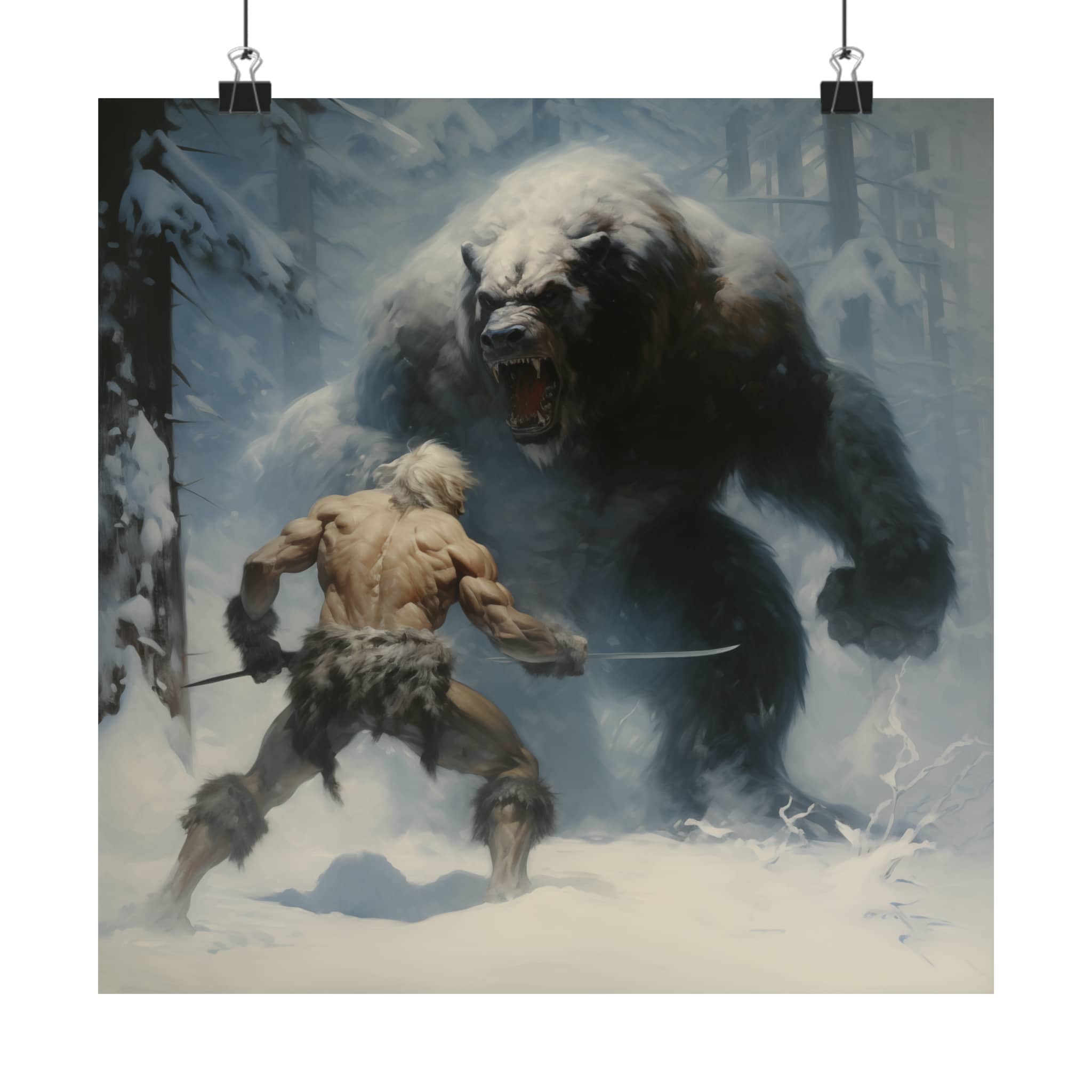 Art Print - Poster - "winter Beast Fight" Original Art in the Style of ...