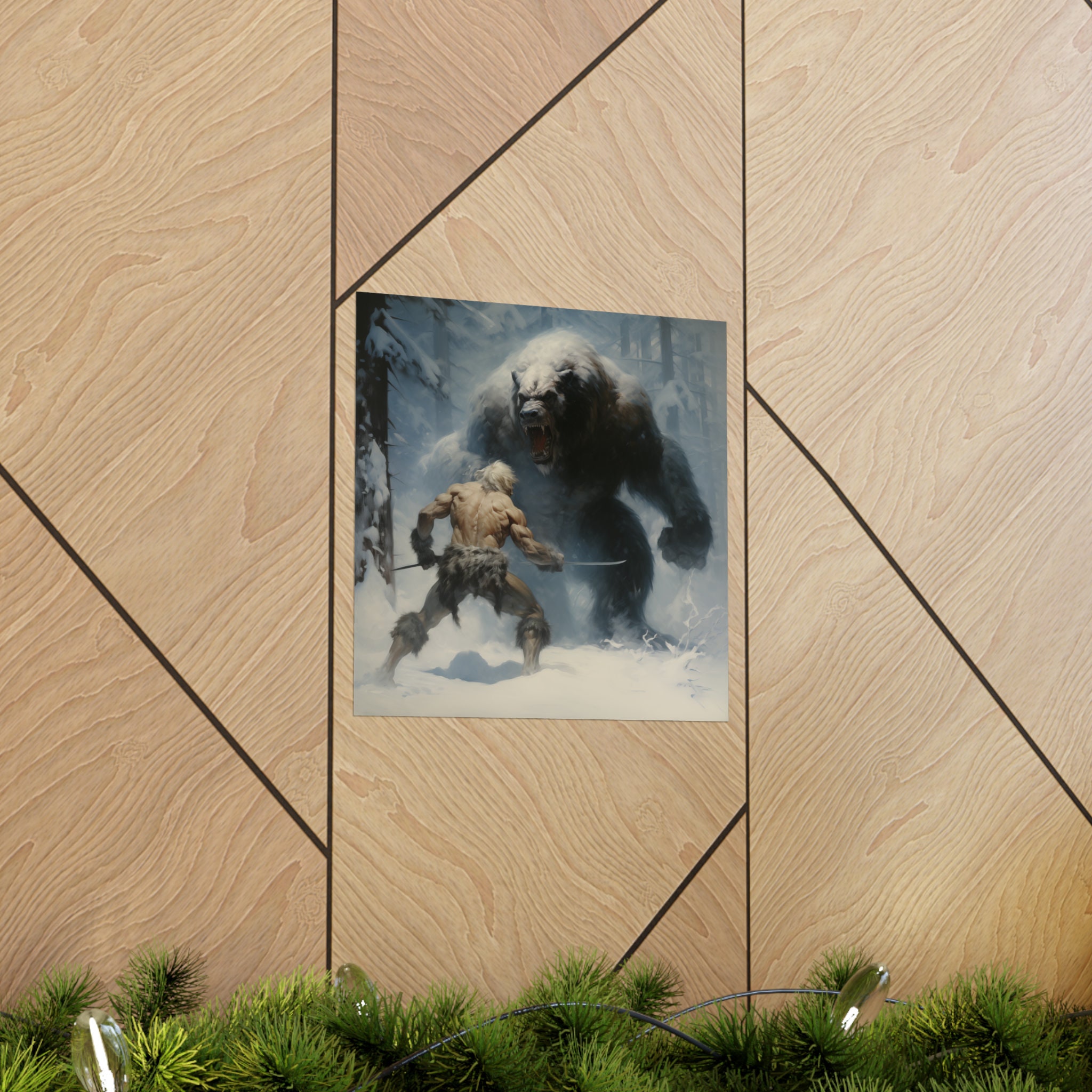 Art Print - Poster - "winter Beast Fight" Original Art in the Style of ...